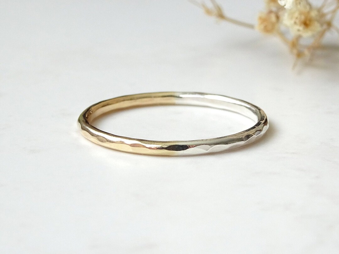 9ct Gold Ring - Gold and Silver Ring - Mixed Metal Ring - Silver and ...