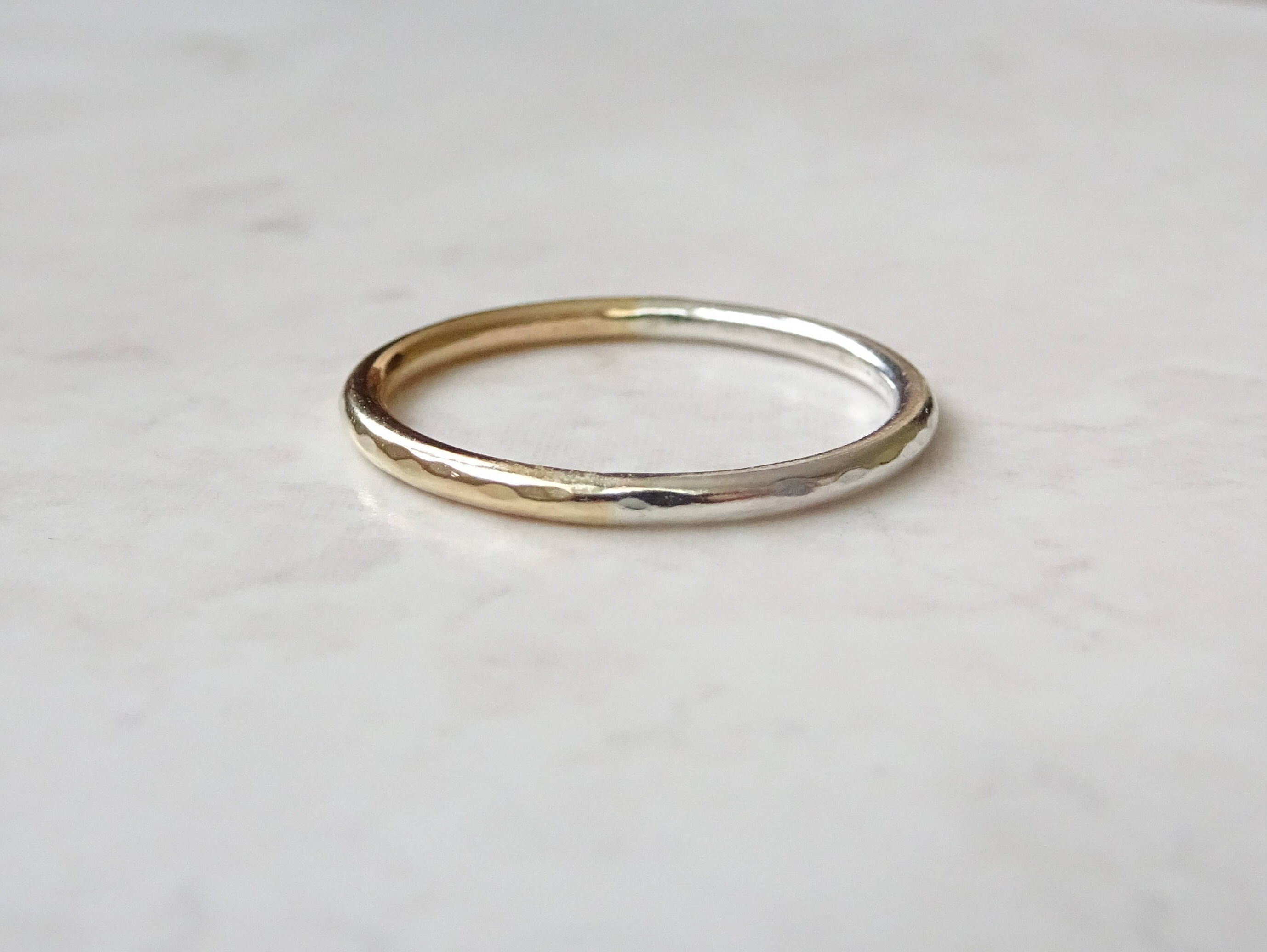 9ct Gold Ring Gold and Silver Ring Mixed Metal Ring - Etsy UK