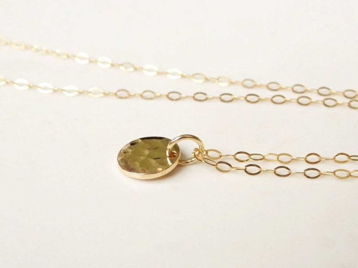 Gold Disc Necklace UK Solid 9ct Gold Disc Pendant Small | Etsy