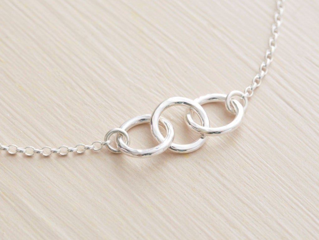 Silver Three Ring Bracelet - Three Circle Trilogy Bracelet - Sterling ...