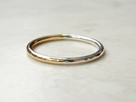 9ct Gold Ring Gold and Silver Ring Mixed Metal Ring | Etsy UK