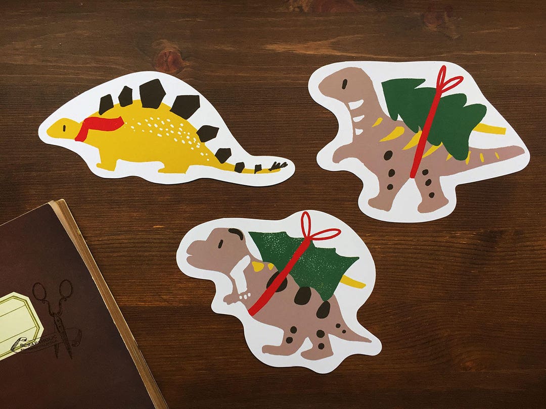 Dinosaur Christmas Cards Dinosaur Cards Christmas Postcards - Etsy