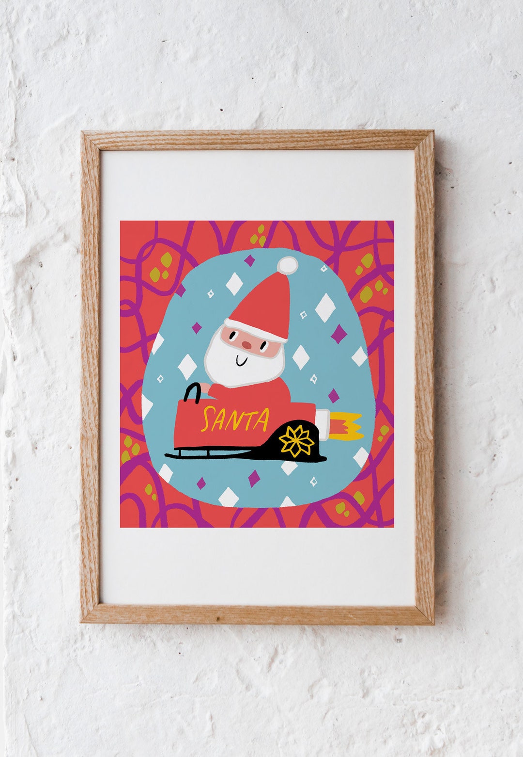 Santa Rocket Sledge Art Print - Etsy