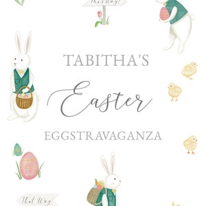 Easter Party Welcome Sign, Editable Bunny Poster for Egg Hunt Instant ...