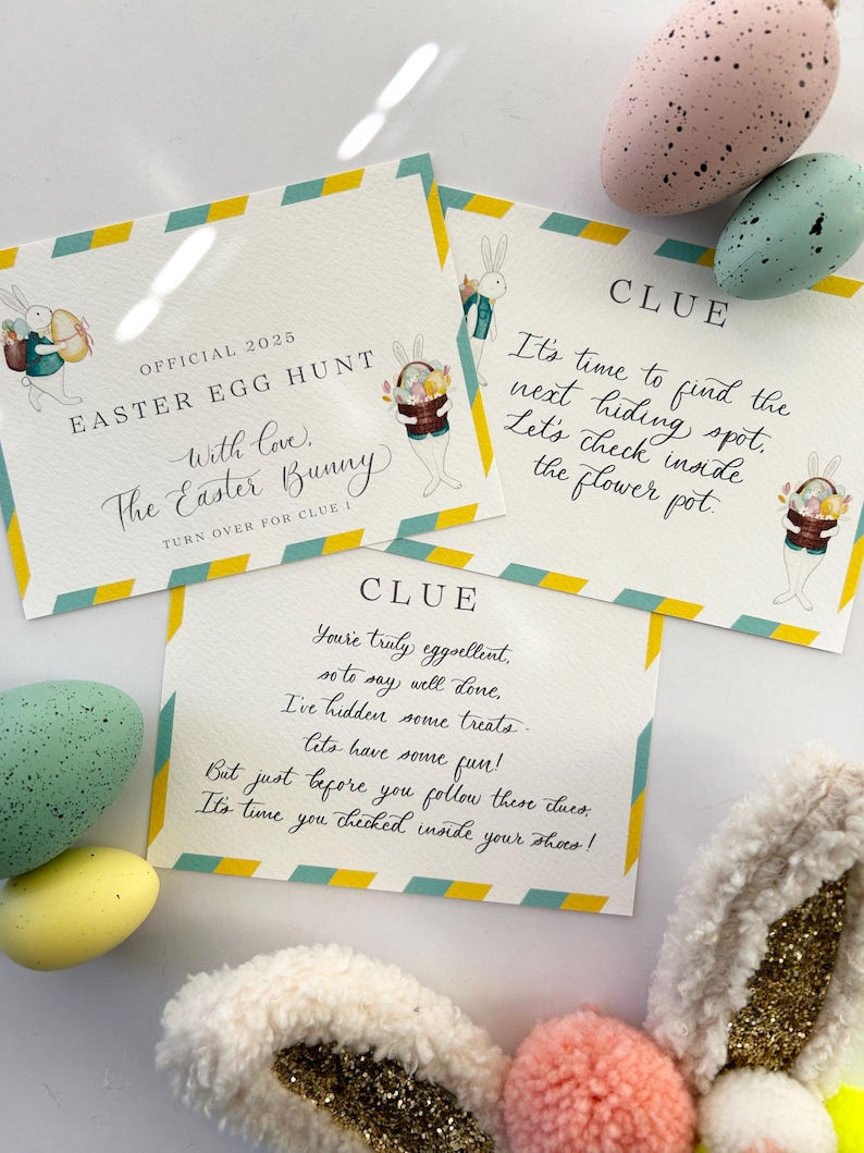 Personalised Easter Egg Hunt Cards From the Easter Bunny - Indoor and ...