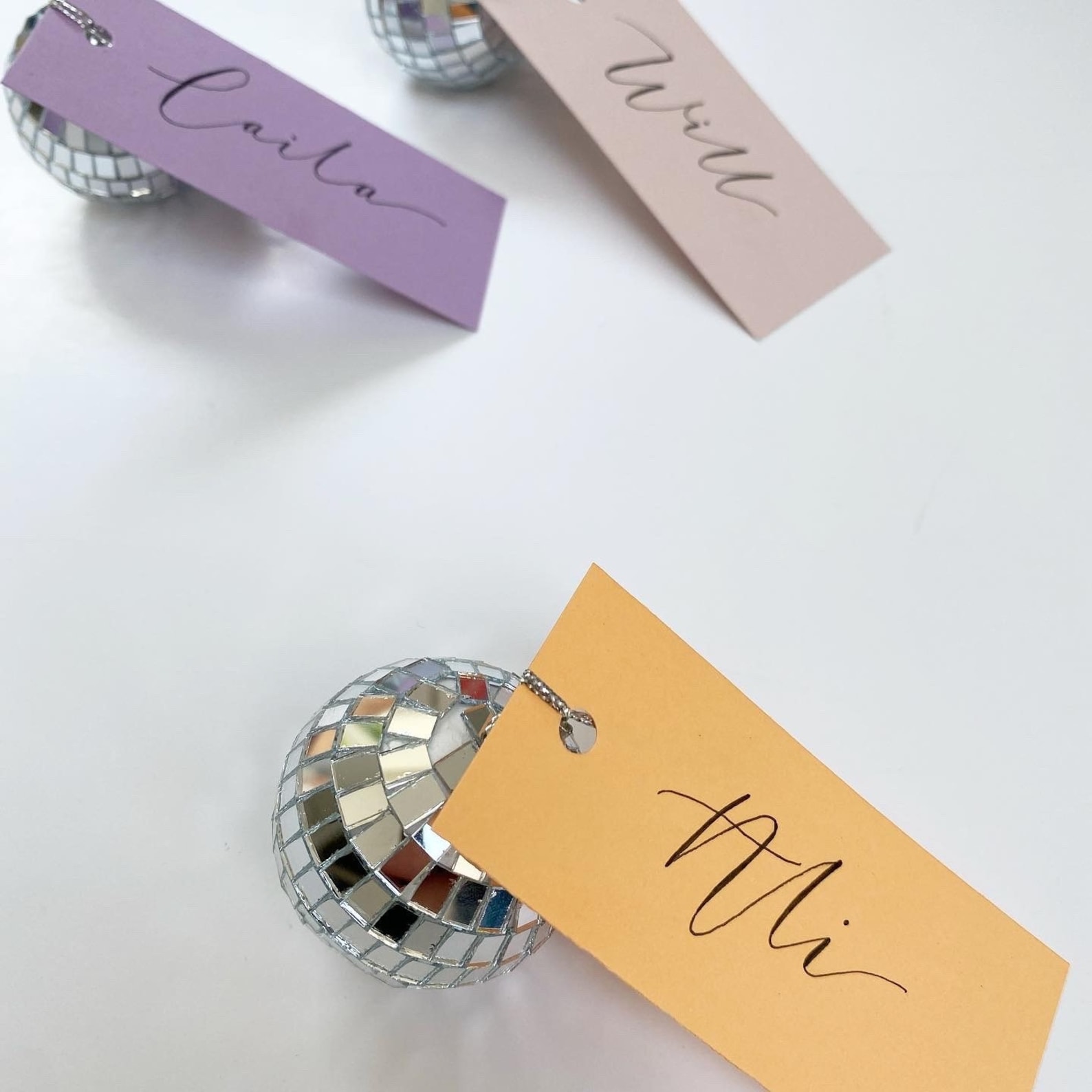 Disco Ball Wedding Place Cards, Handwritten Calligraphy Name Tags - Etsy UK