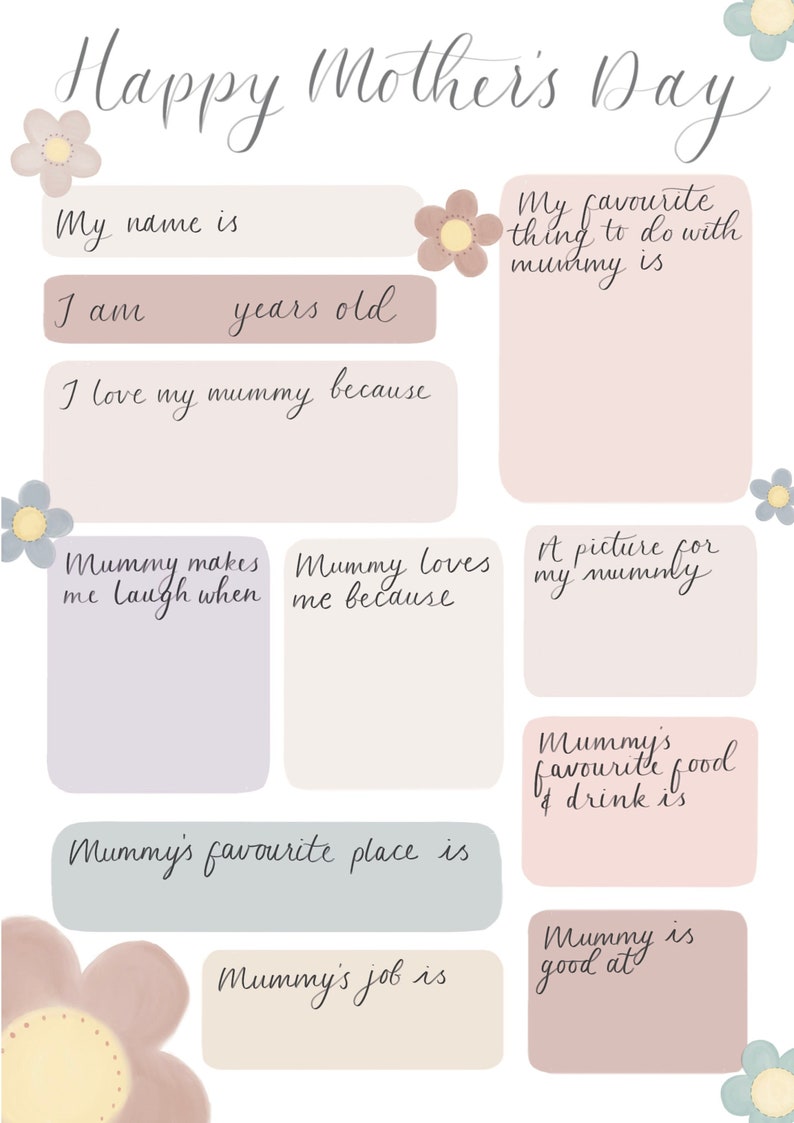 All About My Mummy Mothers Day Questionnaire Printable Card Interview ...