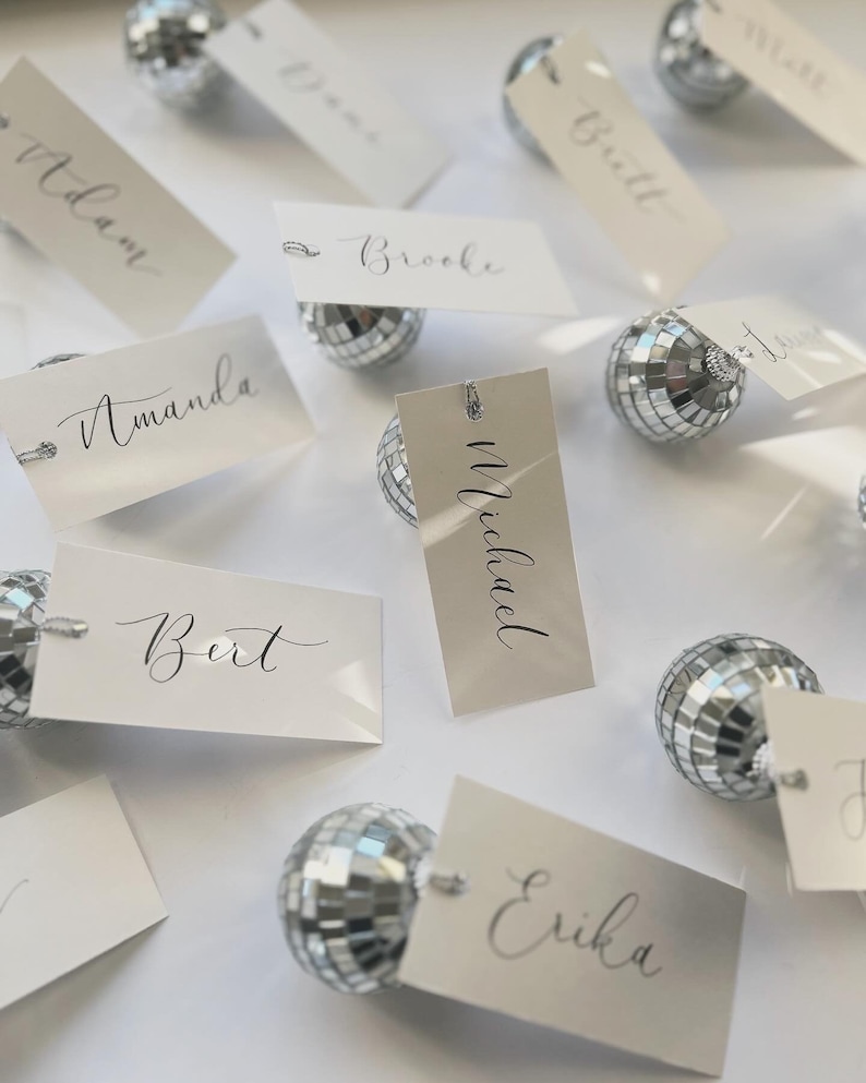 Disco Ball Place Cards, Wedding Event Name Cards, Wedding Favours ...