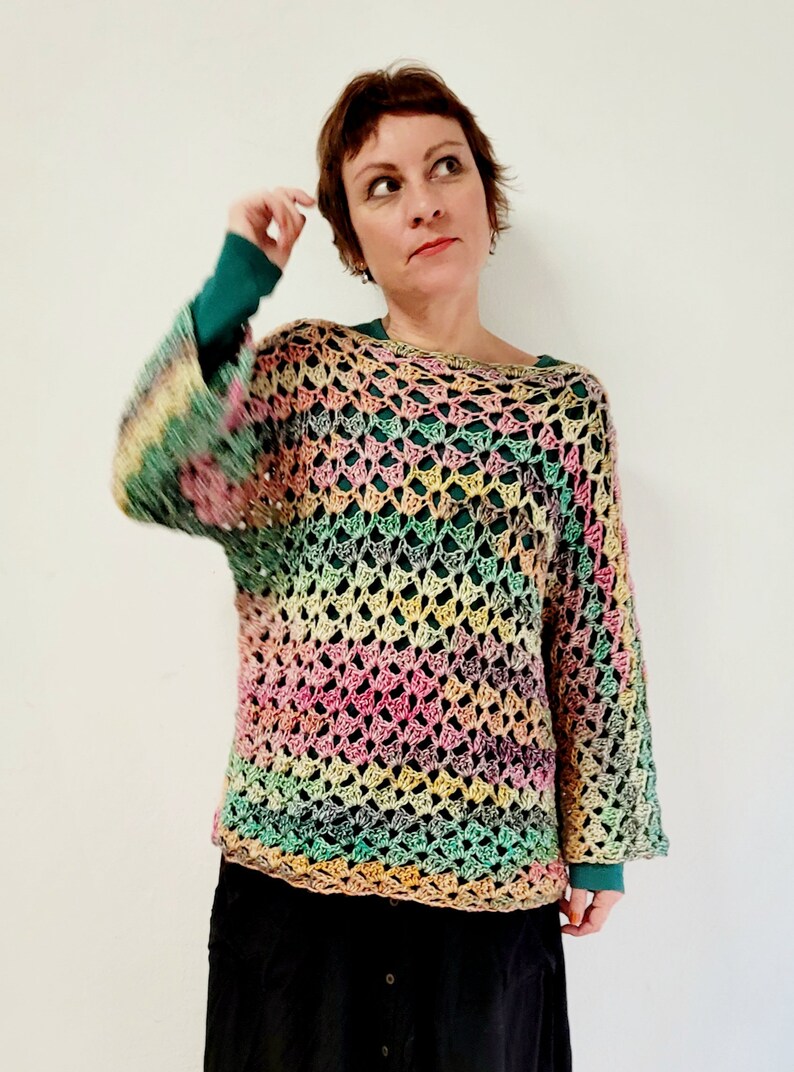Patrón en PDF descargable JERSEY ARCOIRIS tejido a crochet - Etsy España