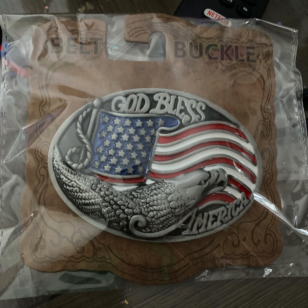 God Bless America Belt Buckle Eagle Flag Patriotic Design Metal Oval - Etsy