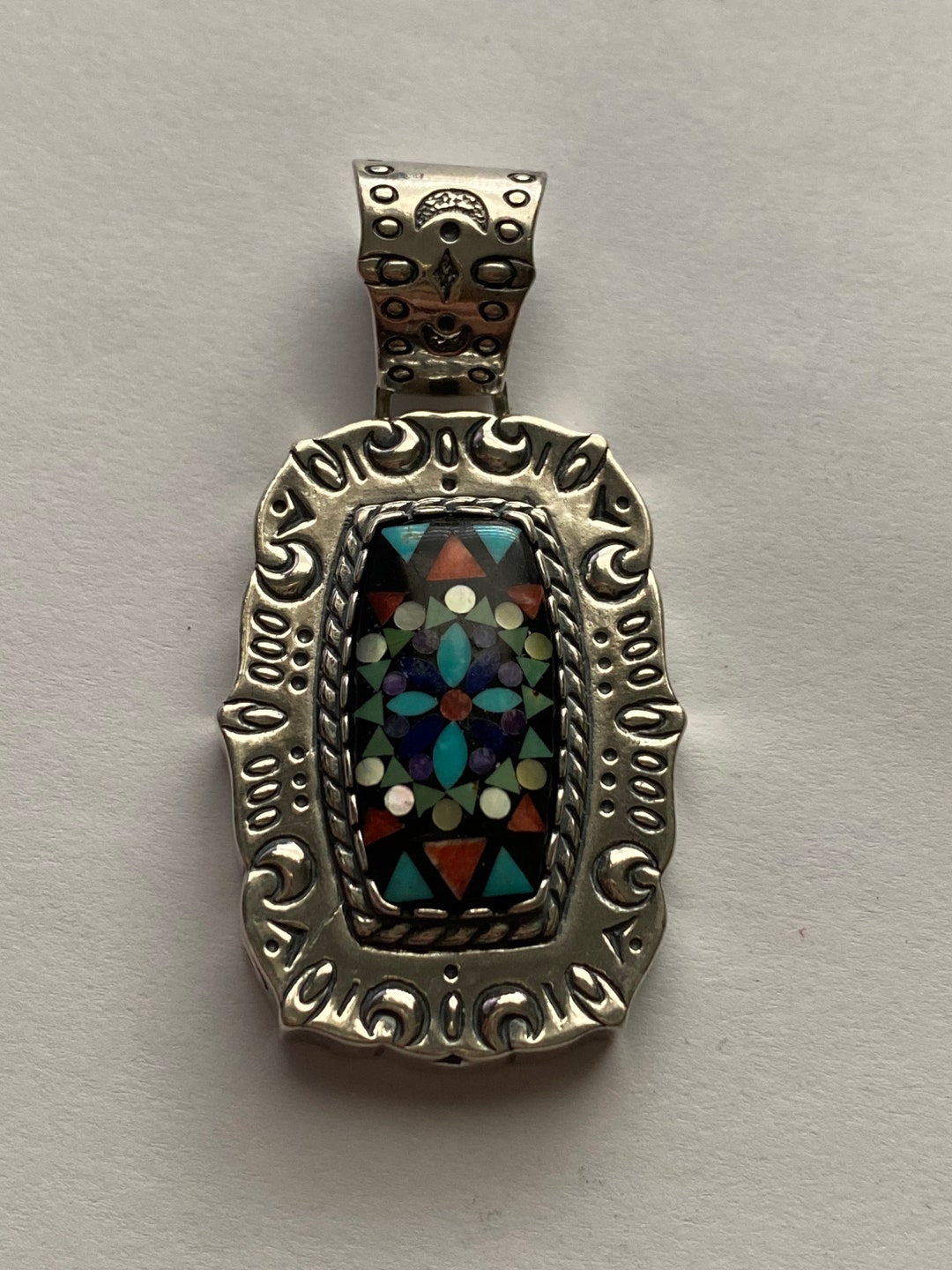 Carolyn Pollack Relios Sterling Silver Multi Stone Flower Pendant 2-1/8 ...