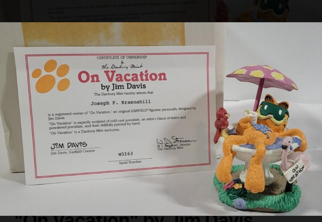Garfield "on Vacation" by Jim Davis the Danbury Mint 1994 Statue Bird ...