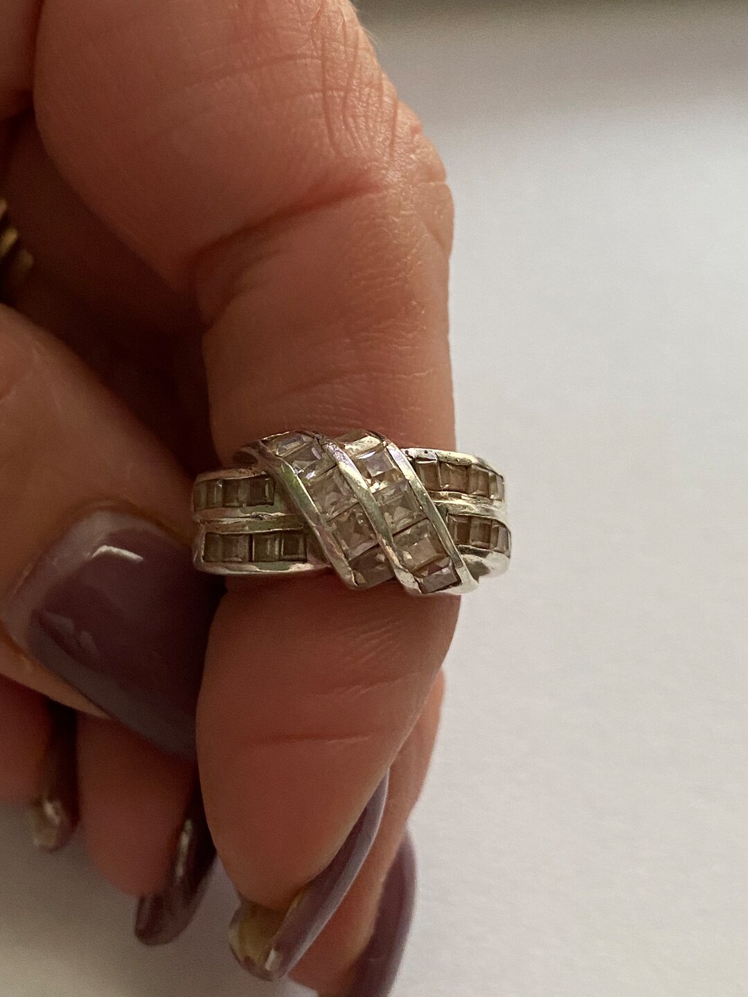 Vintage Seta 925 Sterling Silver Cubic Zirconia Baguette Ring Size 6-af ...