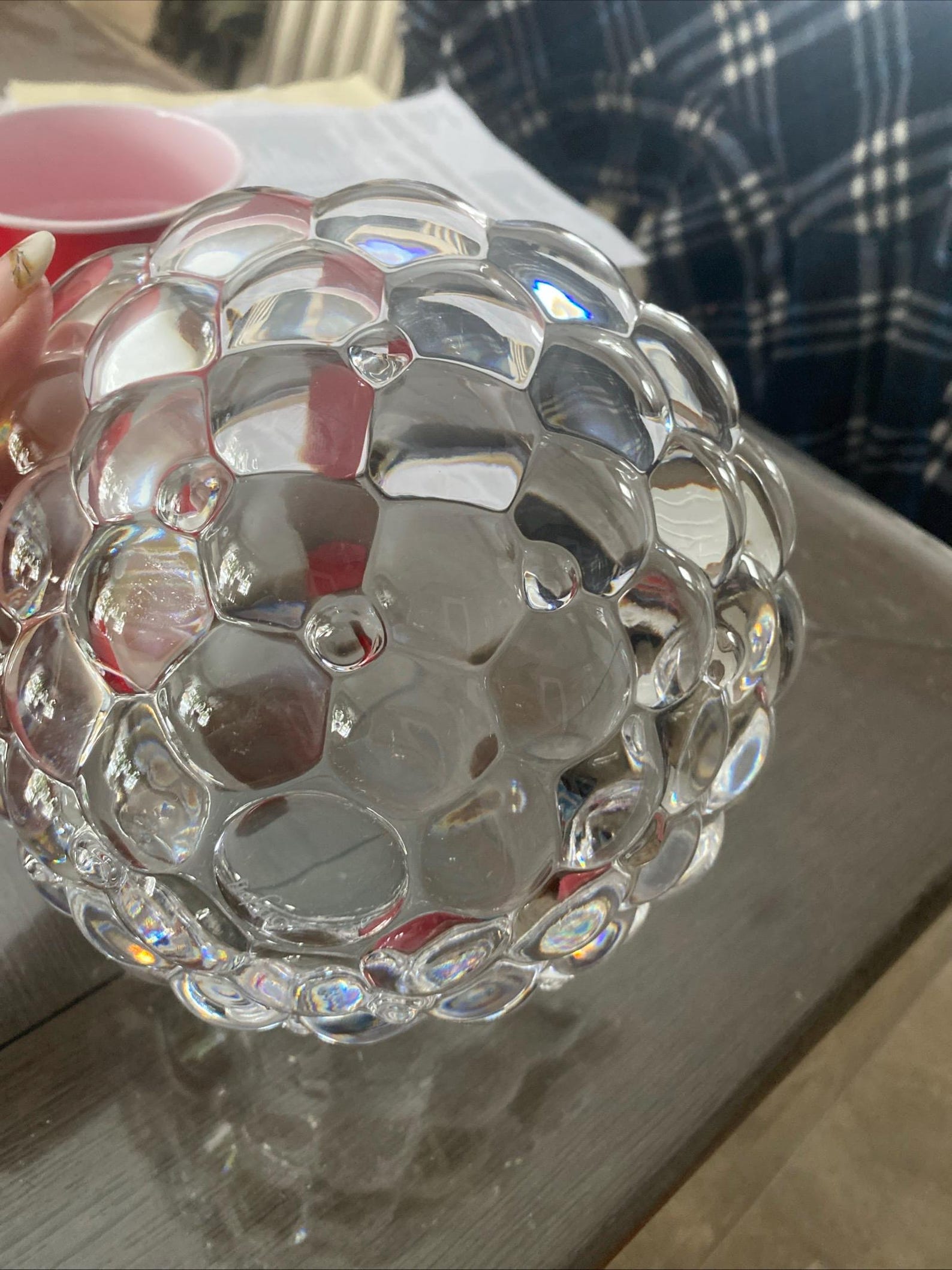 Stunning Orrefors Raspberry Pattern Clear Crystal Bowl 7.5" Prismatic ...