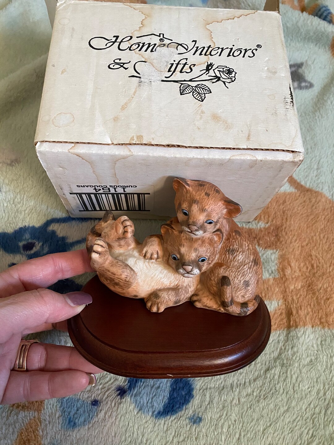 Homco Masterpiece Porcelain “curious Cougars” Cubs Figurine 1993 Signed ...
