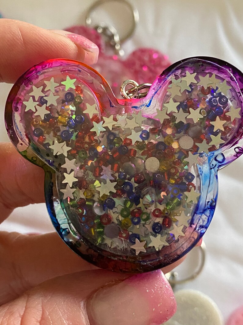 Mickey Mouse Resin Shaker Keychains - Etsy
