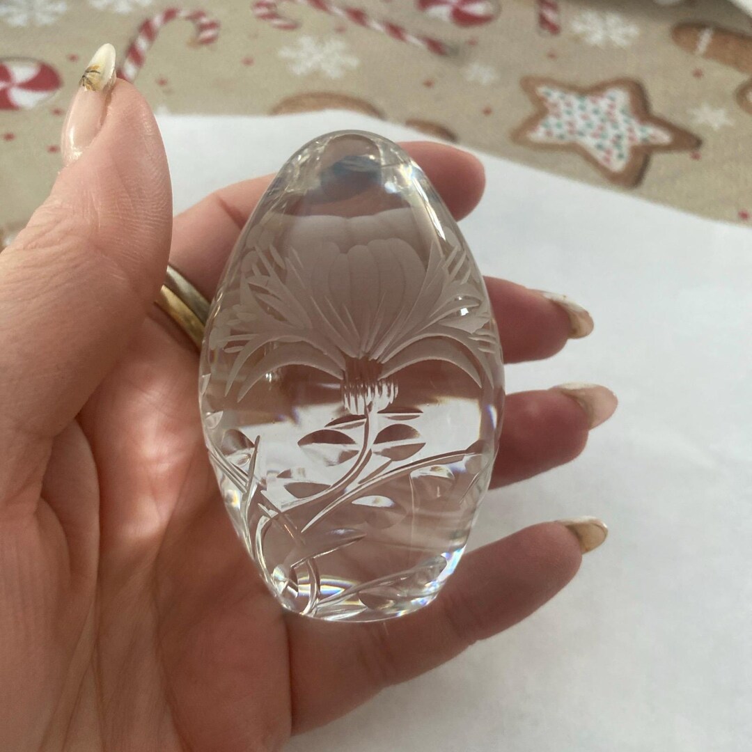 Gorgeous Signed Royal Brierley Crystal Etched Egg - Etsy