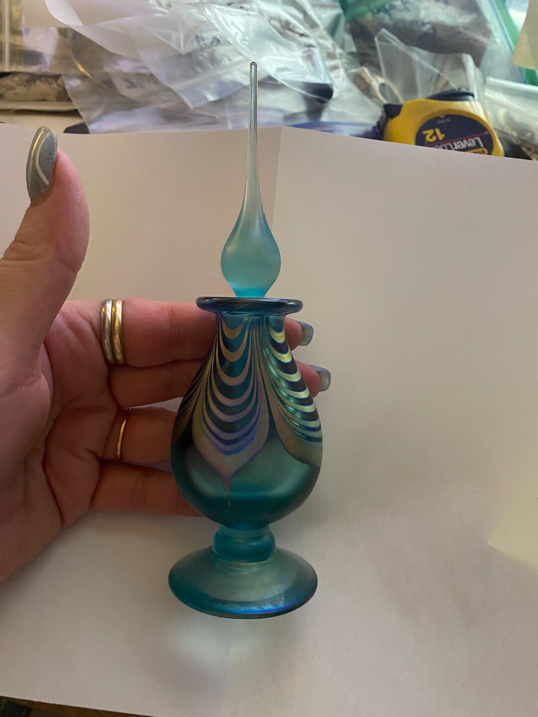 Vintage 1985 Stuart Abelman Glass Blue Perfume Bottle - Etsy