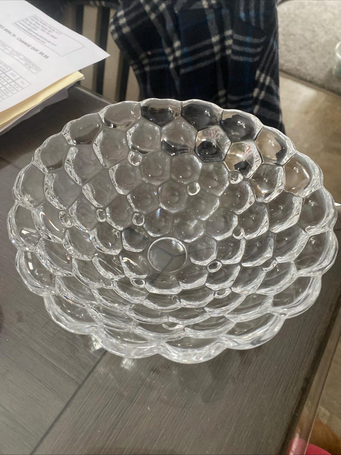 Stunning Orrefors Raspberry Pattern Clear Crystal Bowl 7.5" Prismatic ...