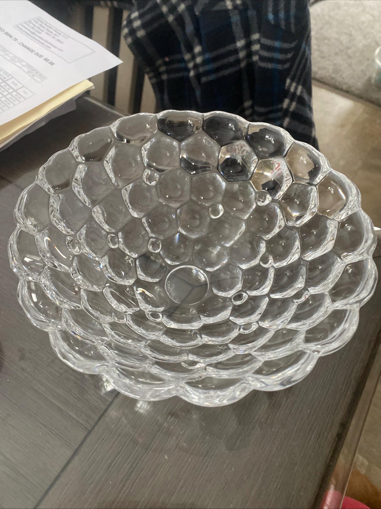Stunning Orrefors Raspberry Pattern Clear Crystal Bowl 7.5" Prismatic ...