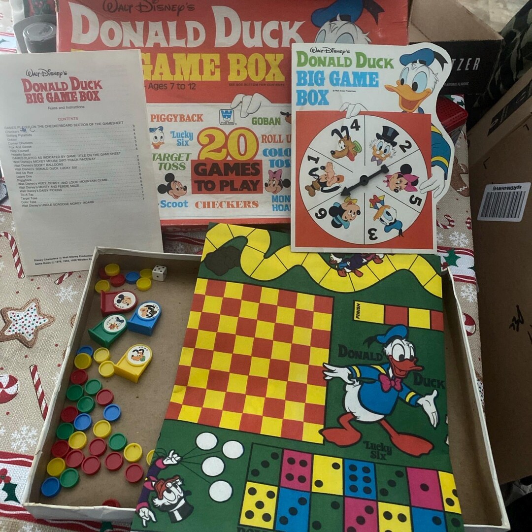 Disney Donald Duck Big Game Box Cloth Board Game Suite Whitman Games ...