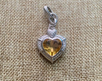 Judith Ripka .925 Citrine & CZ Heart Enhancer Pendant - Etsy