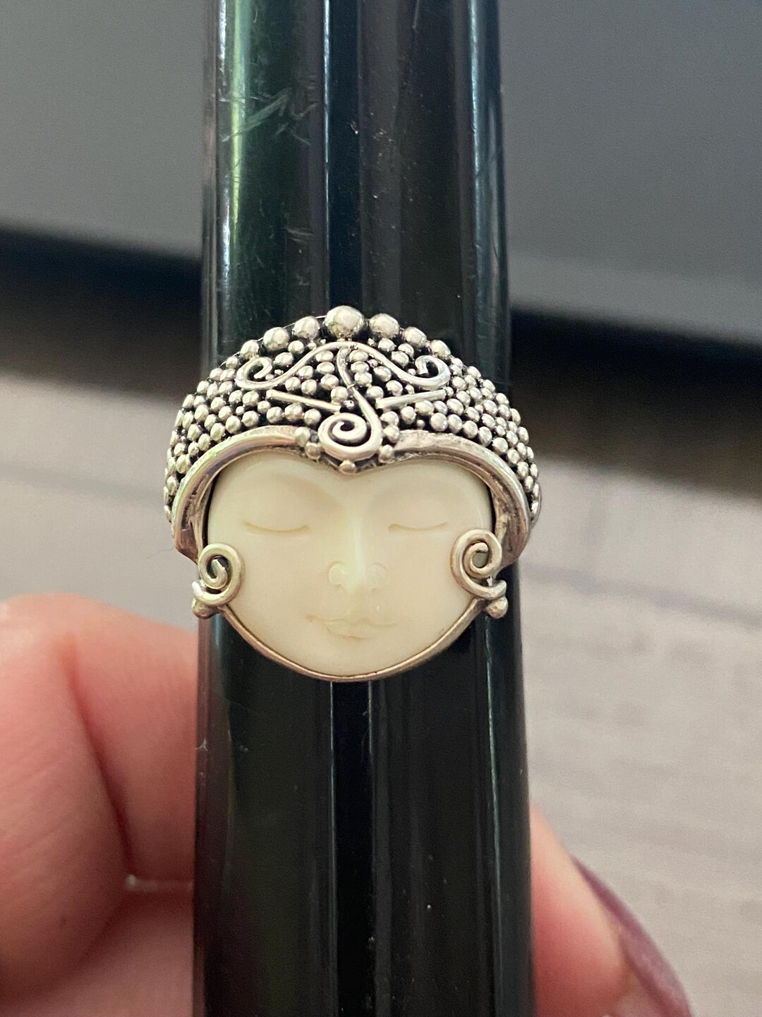 Vintage Sterling Silver Carved Goddess Face Ring - Size 9 - Etsy