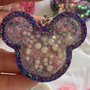 Mickey Mouse Resin Shaker Keychains - Etsy