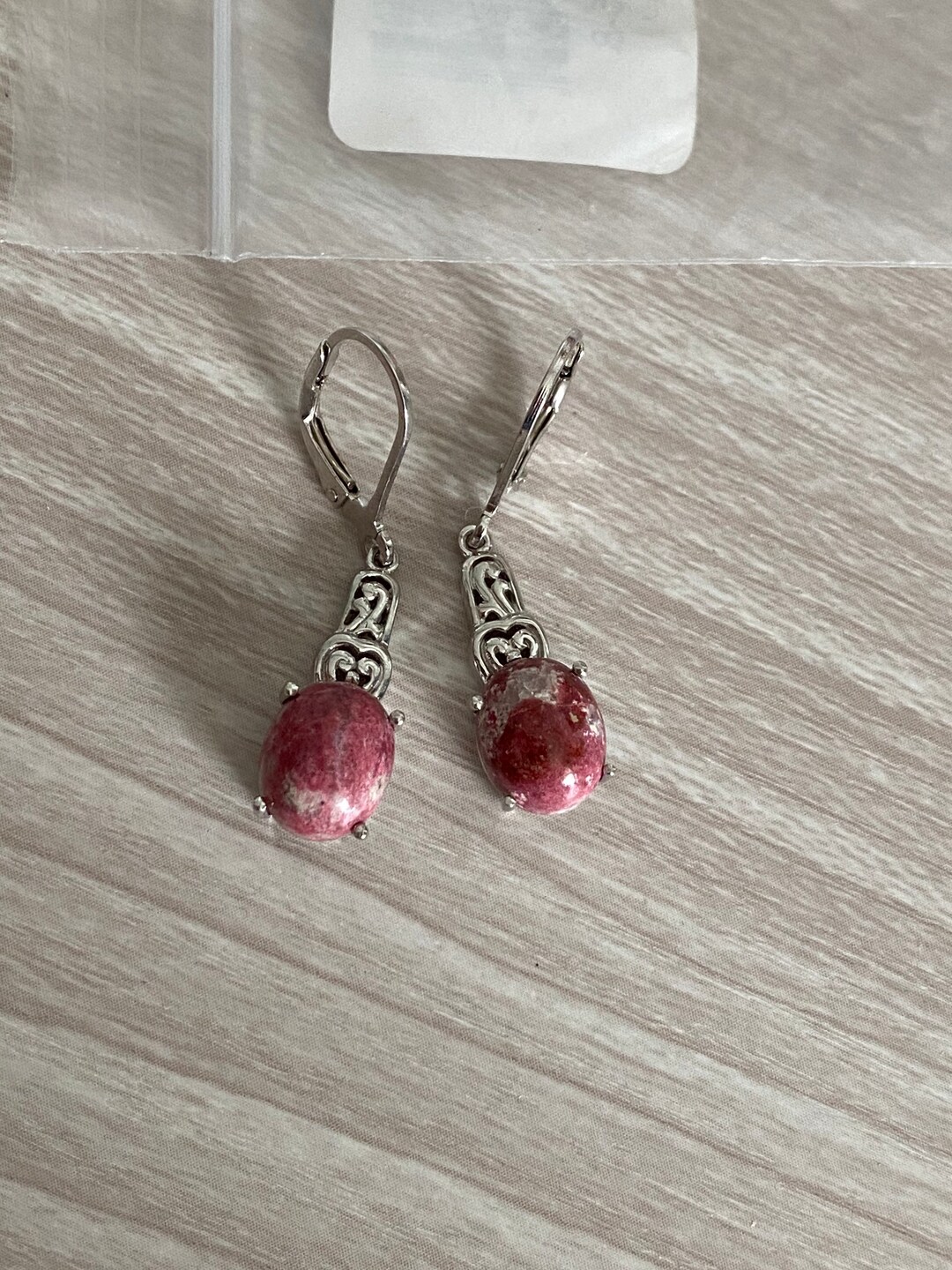 Brand New BBJ Sterling Silver Pink Agate Dangle Earrings-af - Etsy