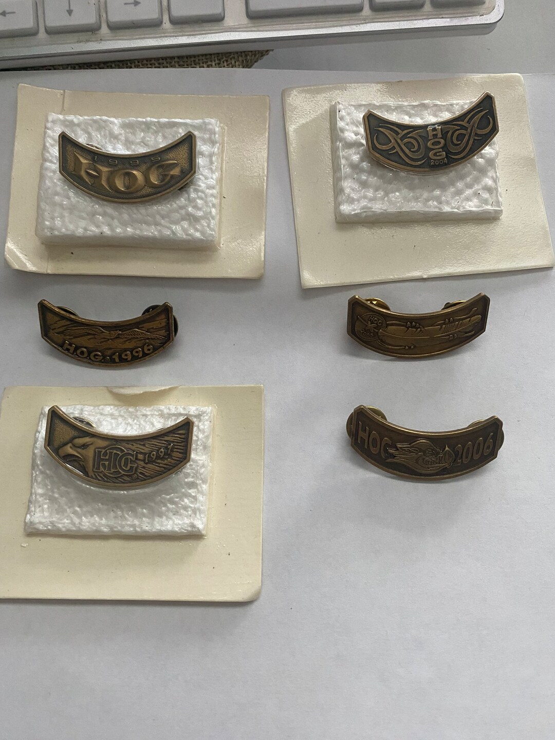 Lot of 6 Harley Davidson HOG Motorcycle Vest Jacket Hat Pin Owners ...