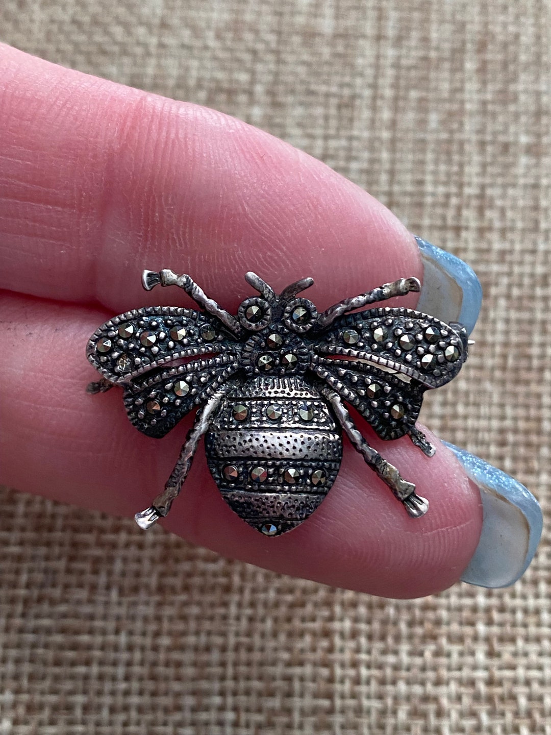 Vintage 925 Sterling Marcasite BUMBLE BEE Brooch - Etsy