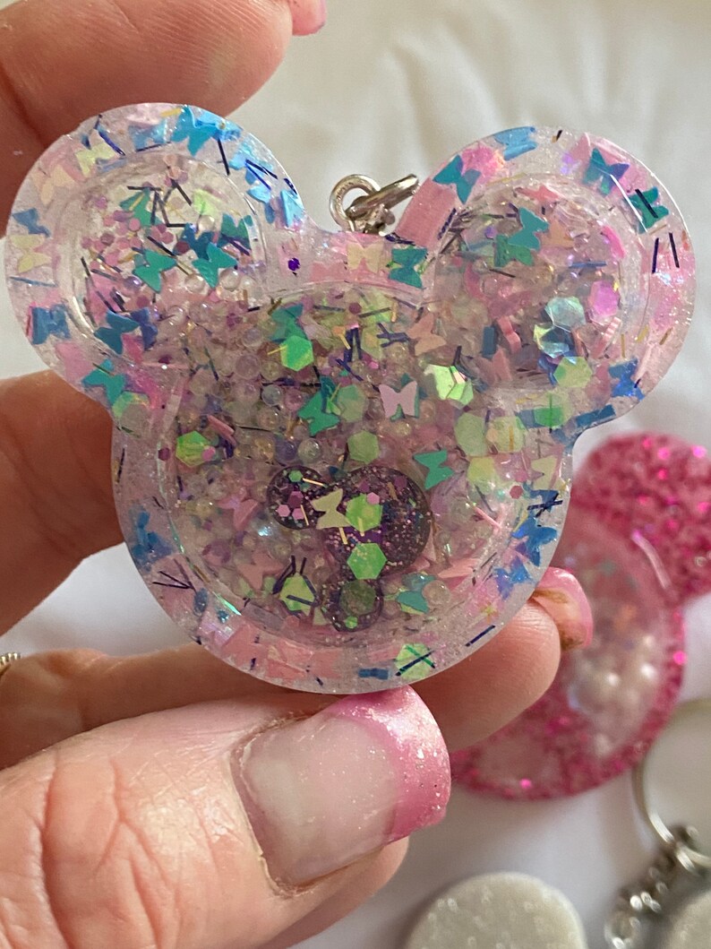 Mickey Mouse Resin Shaker Keychains - Etsy