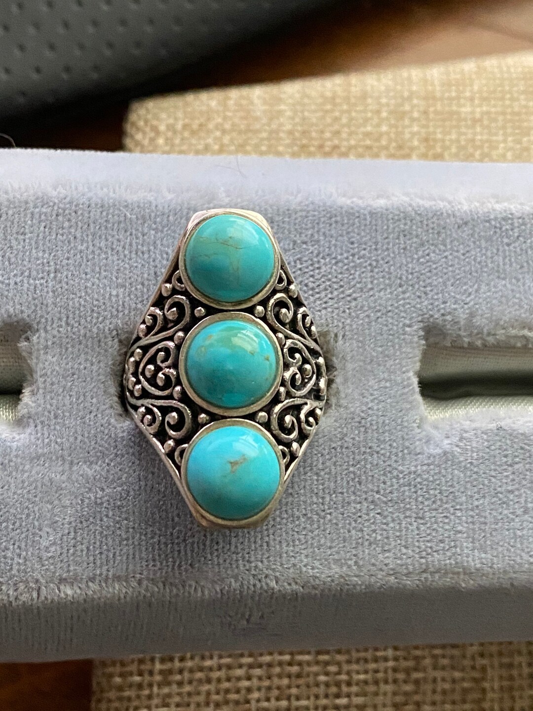 Stunning Sterling Silver BBJ Turquoise Statement Ring Gorgeous Large ...
