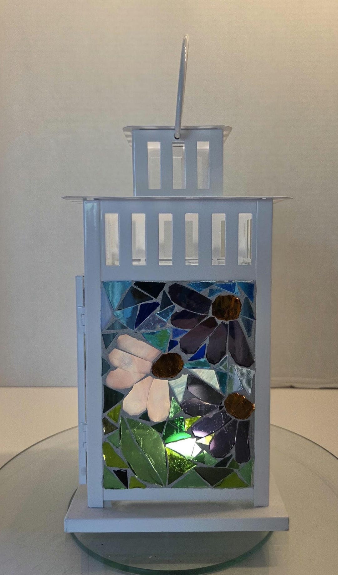 Stained Glass Mosaic Coneflower Lantern - Etsy