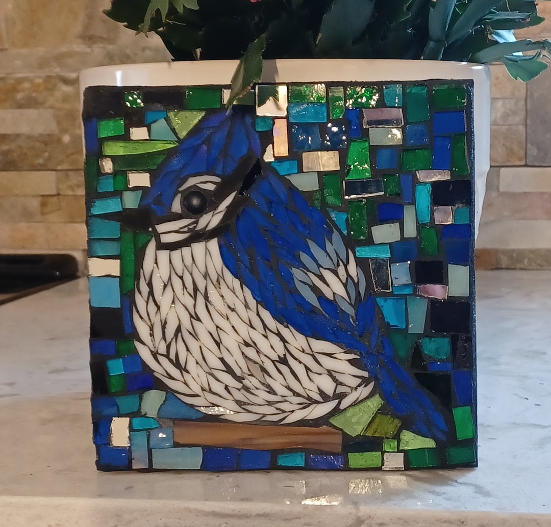 Mosaic Blue Jay/ Green-blue Background Mini Mosaic or Trivet - Etsy