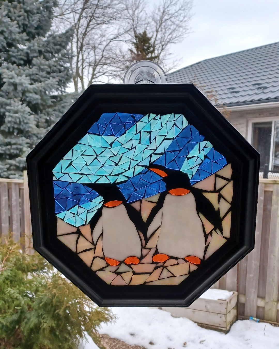 Stained Glass Mosaic Penguins and Northern Lights Suncatcher - Etsy