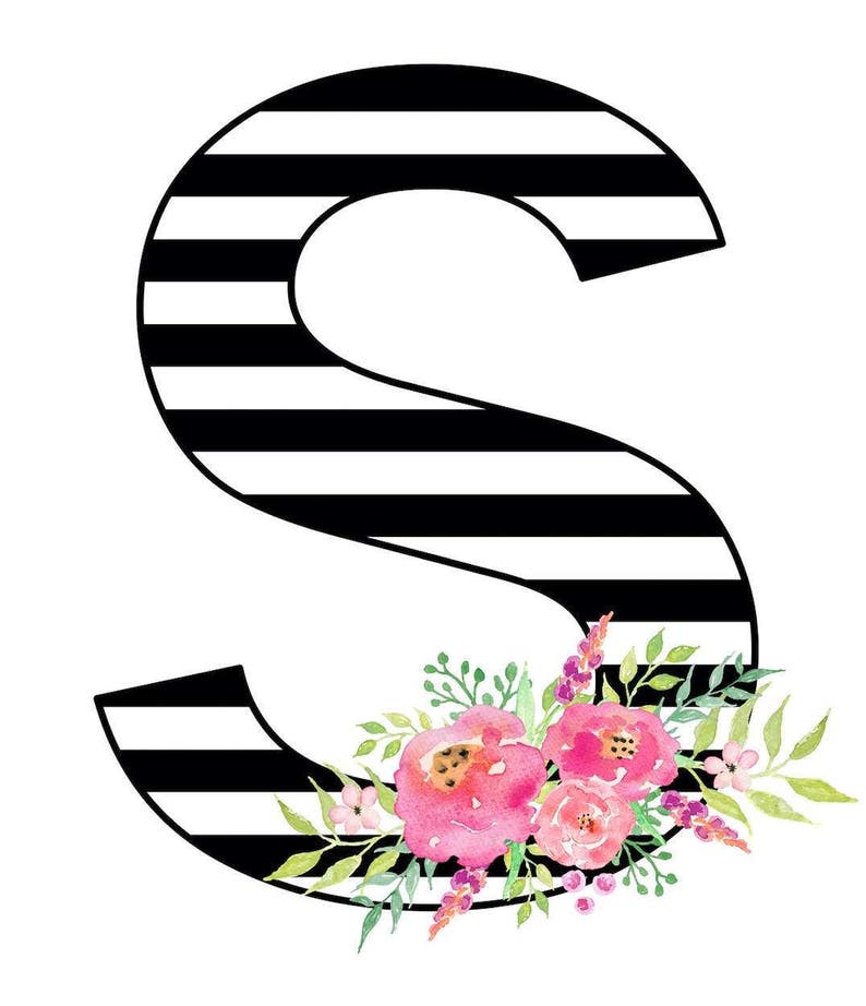 Monogram Letter S Print, Monogram Wall Letters, Monogram Letter Wall ...