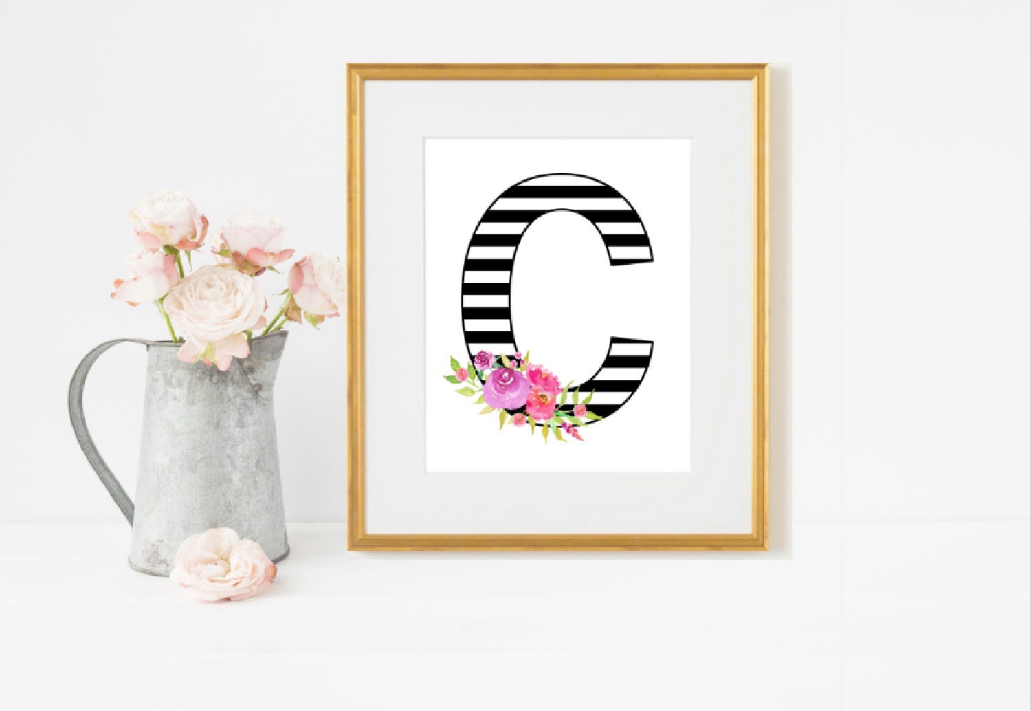 Monogram Letter C Print Monogram Printable Letter Wall Art | Etsy