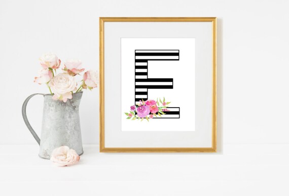 Monogram Letter E Print Monogram Printable Letter Wall Art | Etsy