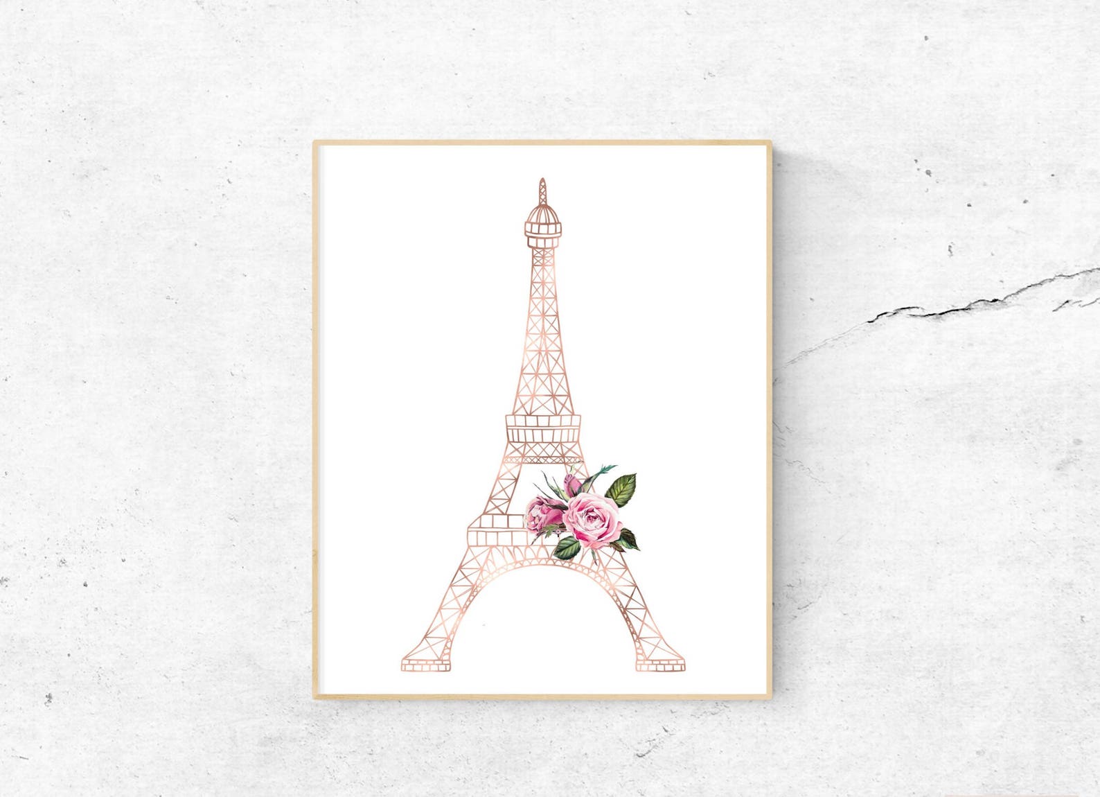 Rose Gold Paris Wall Art Eiffel Tower Decor Paris Poster - Etsy
