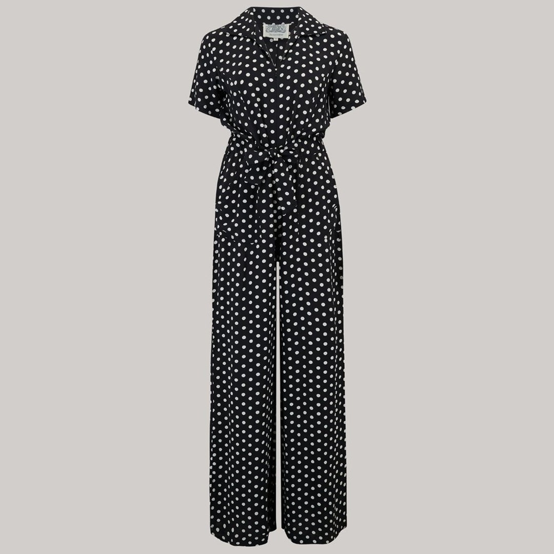 Lauren Siren Suit in Black Polka | Vintage 1940s Style Women's Jumpsuit ...