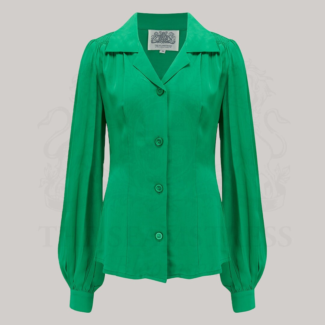 Poppy Blouse in Apple Green by the Seamstress of Bloomsbury | Authentic ...