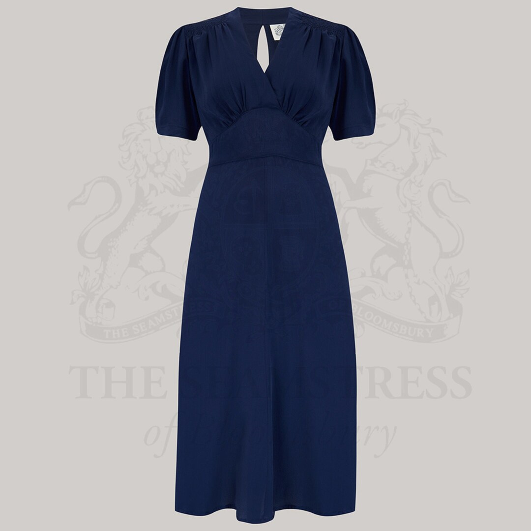 Dolores Dress in French Navy | Vintage 1940s Women's Style| the ...