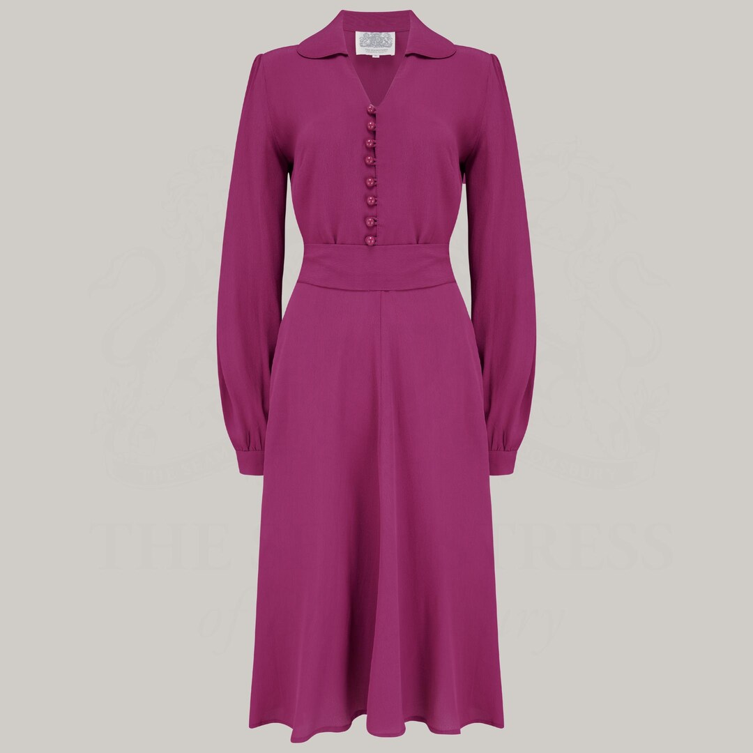Clarice Dress in Mulberry | Vintage 1940s Women's Style| the Seamstress ...