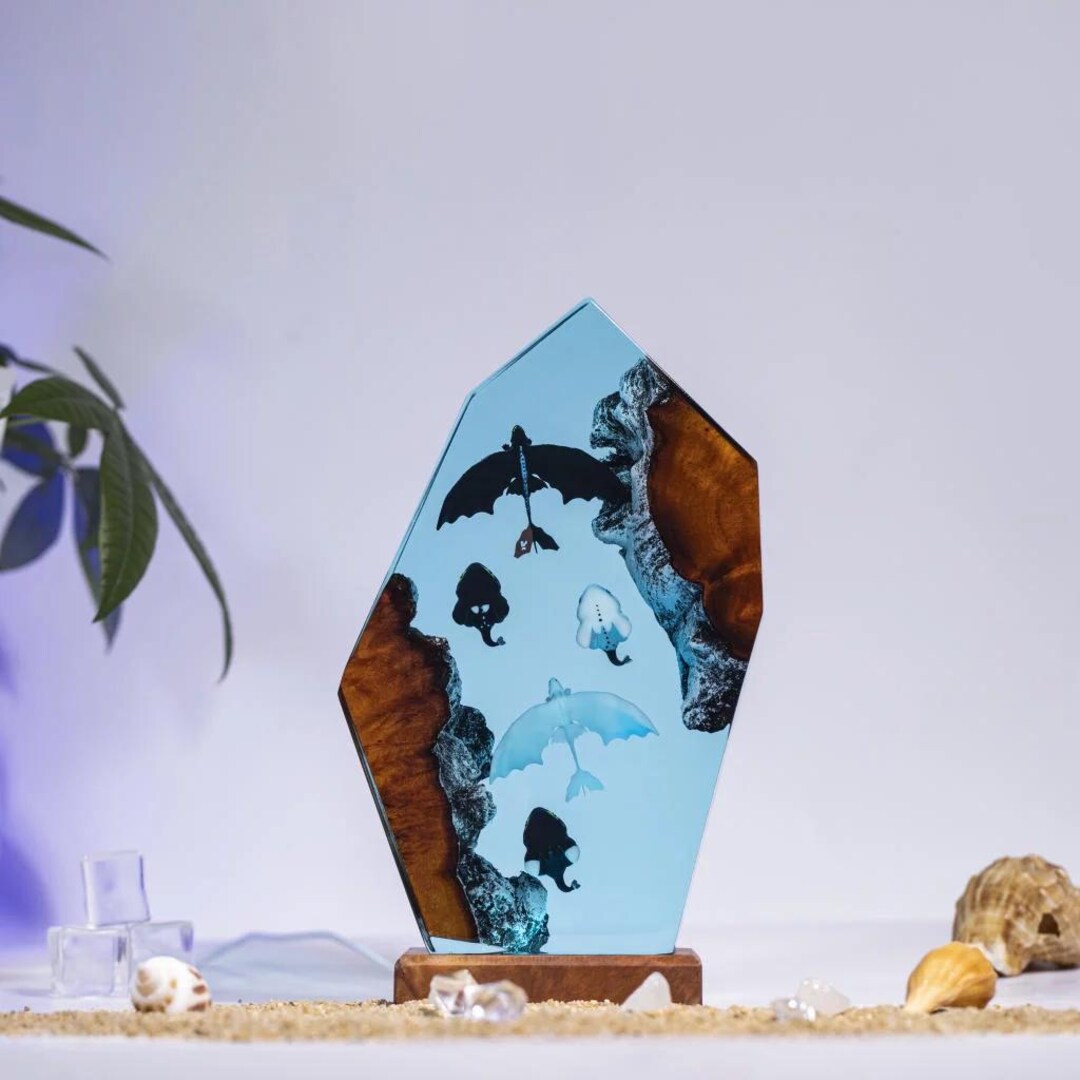 Toothless Night Lights, Toothless and Light Fury Epoxy Lamp Table Lamp ...