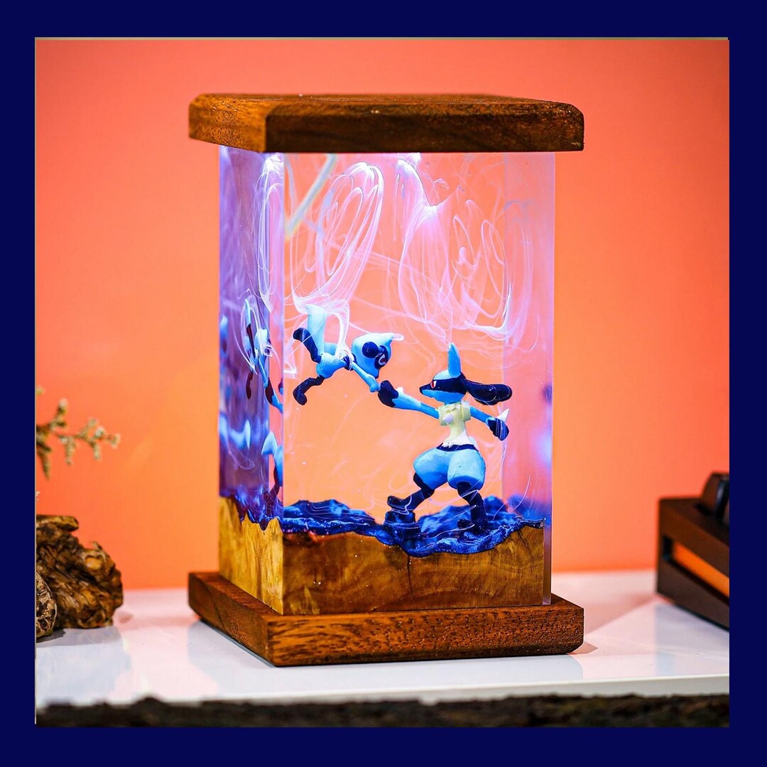 Lu.ca.rio and Ri.olu Pokemon Lamp Custom Po.ke.mon Epoxy Lamp Po.kemon ...