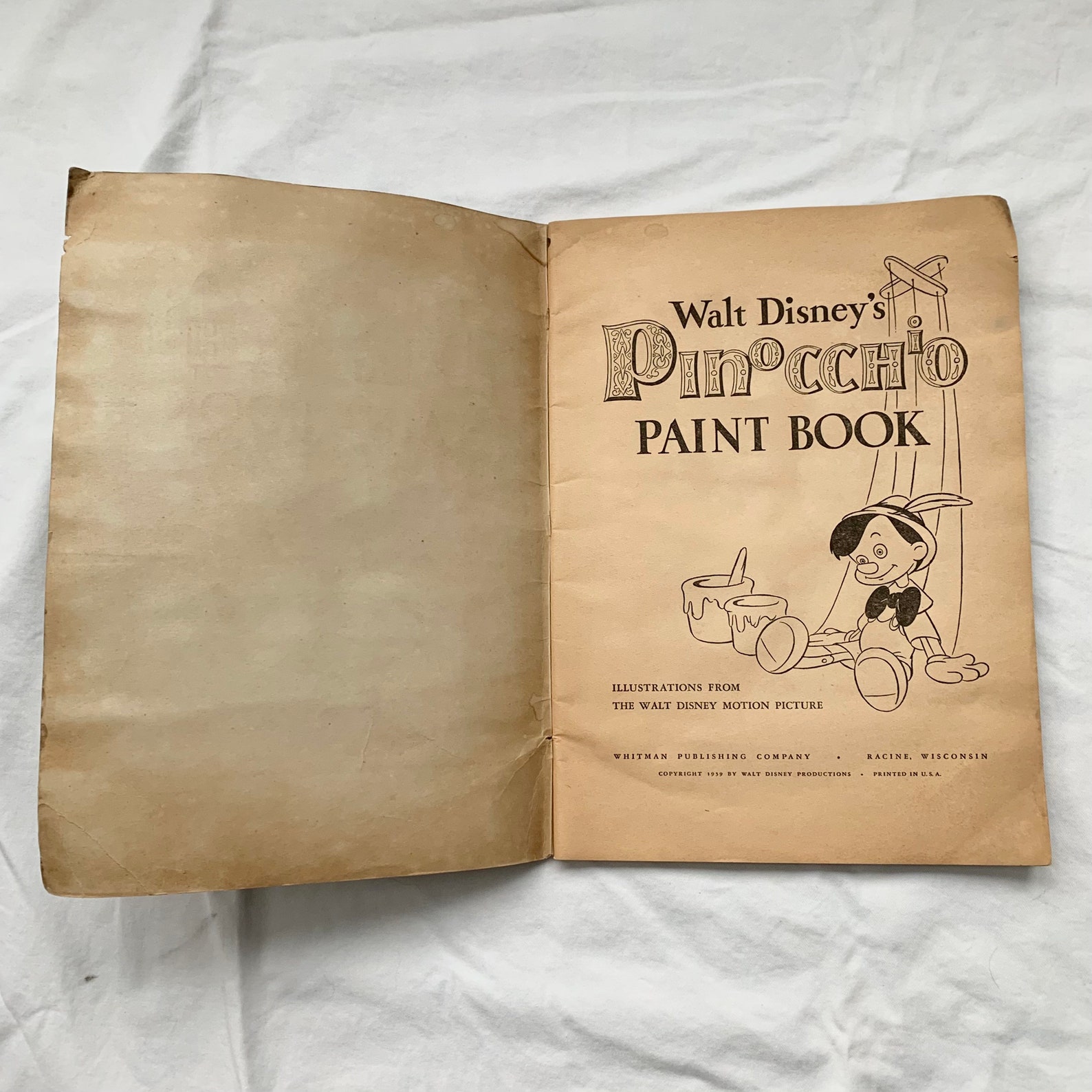 Walt Disney’s Pinocchio Paint Book, 1959, Large Format - Etsy