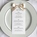 Luxury Menu Card With Champagne Colour Satin Ribbon Bow / Wedding Menu ...