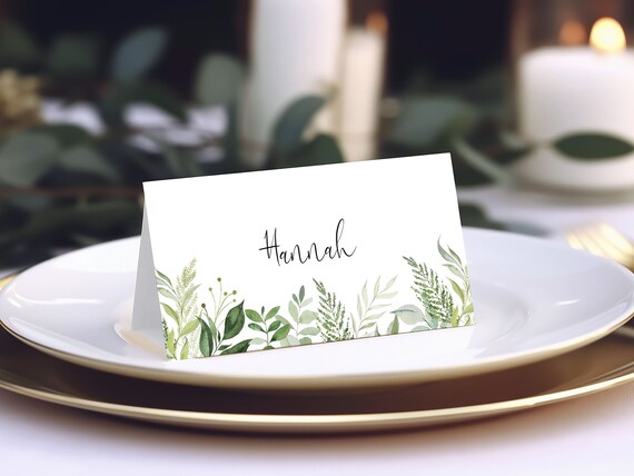 10 X Green Leaf Print Blank Place Name Cards Luxury Wedding Place Setting Card Party Place Card Buffet Food Label Card HELIGAN Etsy