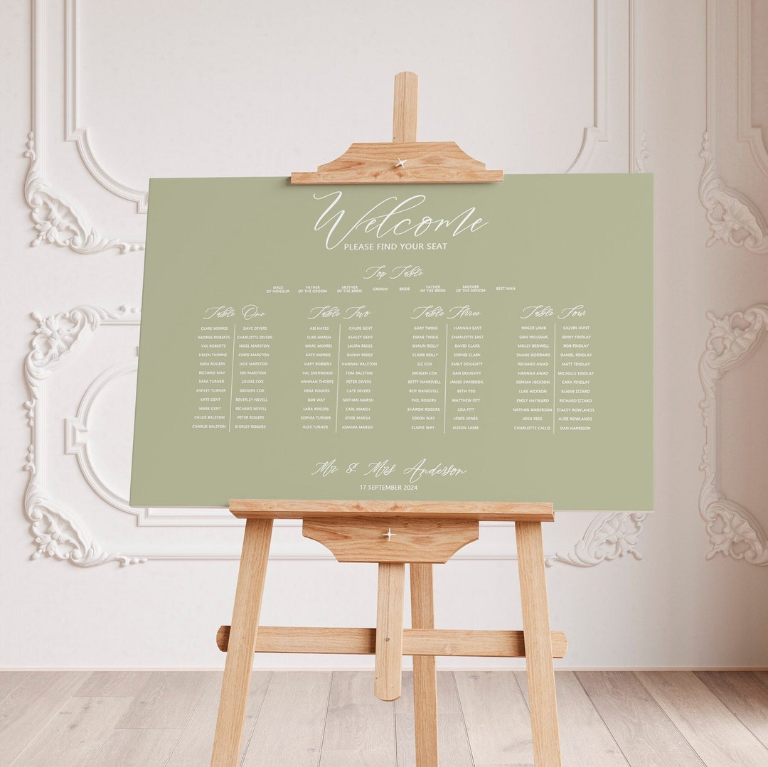 Sage Green Wedding Table Plan / Hanging Seating Chart / Seating Plan ...